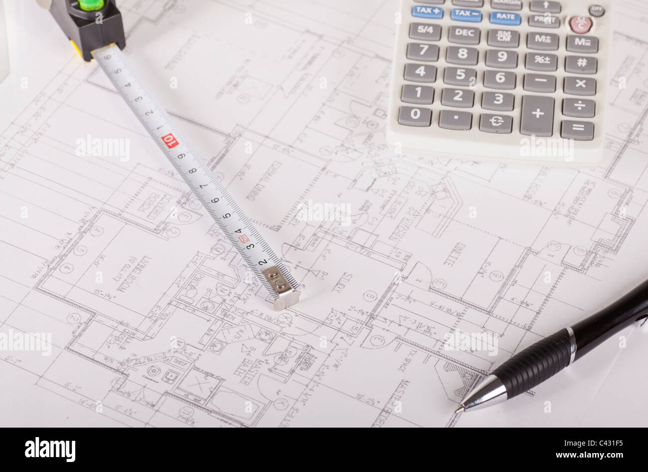 Architectural drawings and tools Stock Photo - Alamy