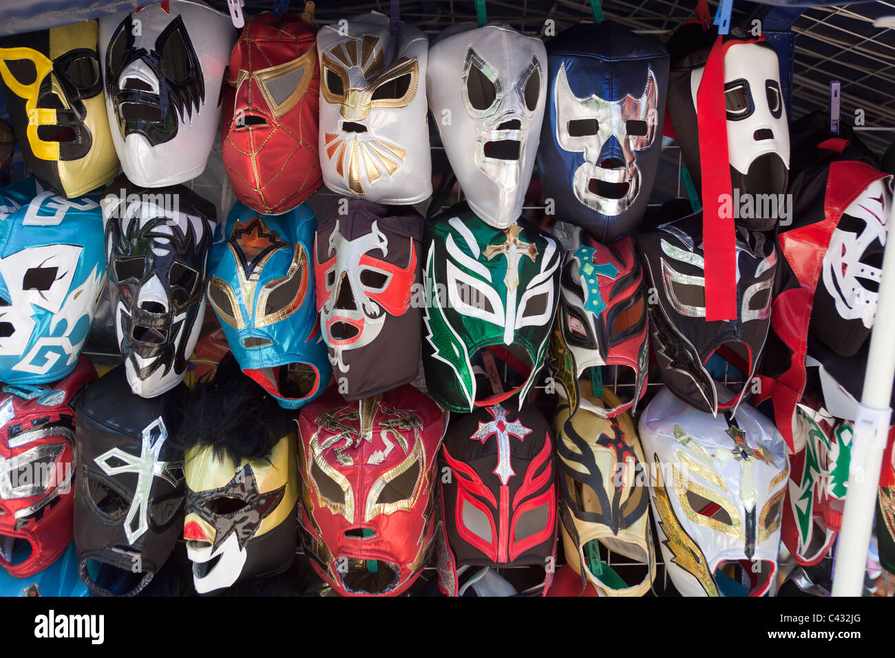 Wrestling Masks on Sale in Chapultepec Park Mexico City Stock Photo - Alamy