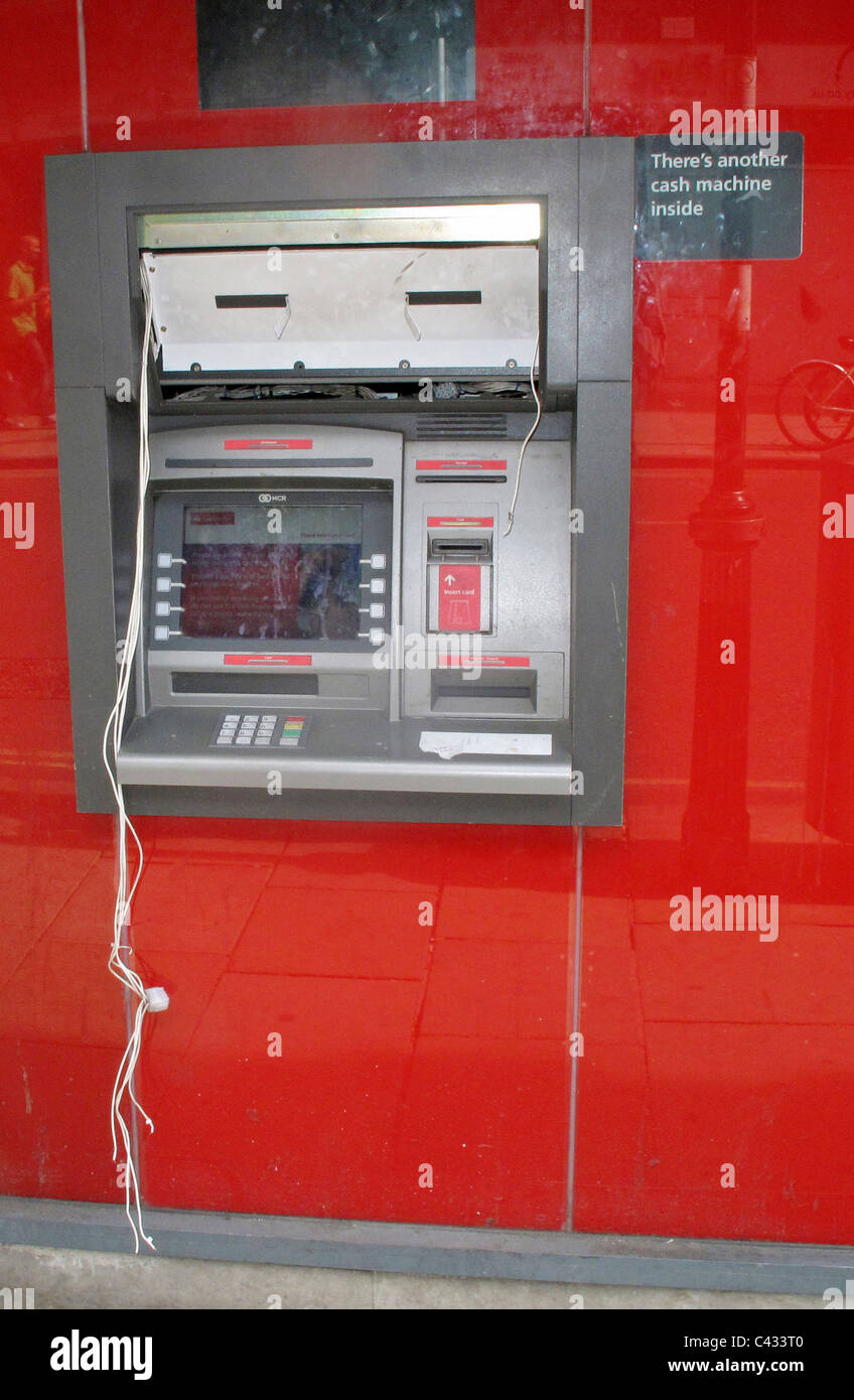 Vandalised cash machine Stock Photo - Alamy