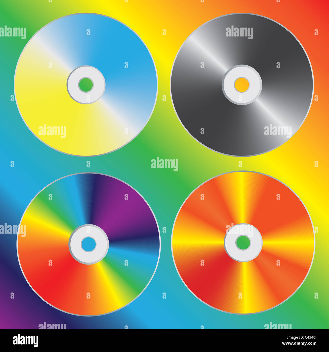Compact discs set with optical spectrum diffraction effects Stock Photo ...