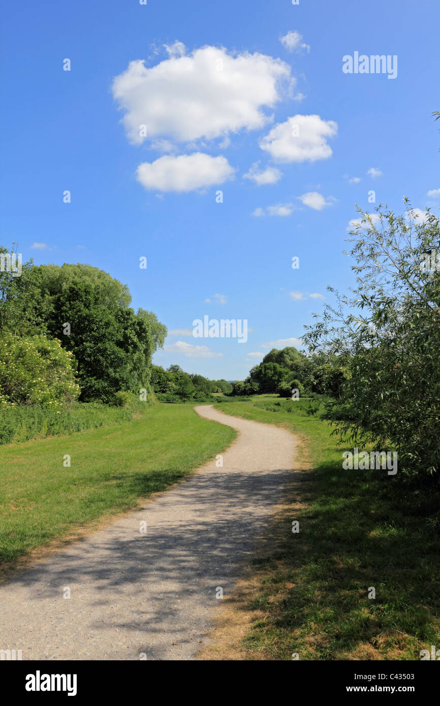 Track through parkland at Hogsmill Open Space Ewell Surrey England UK ...