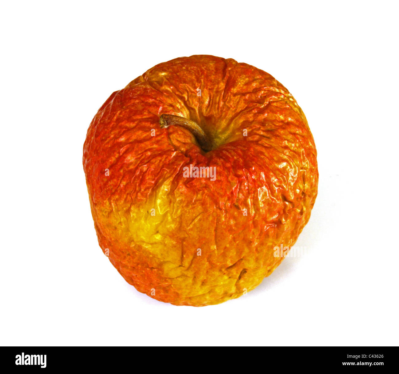 Rotting, old apple on a plain white background Stock Photo - Alamy