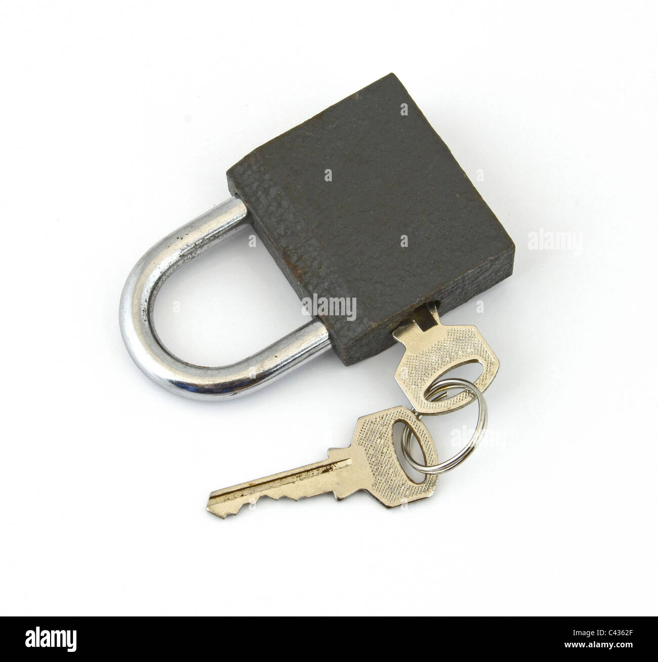 Padlock and key on a plain white background Stock Photo - Alamy