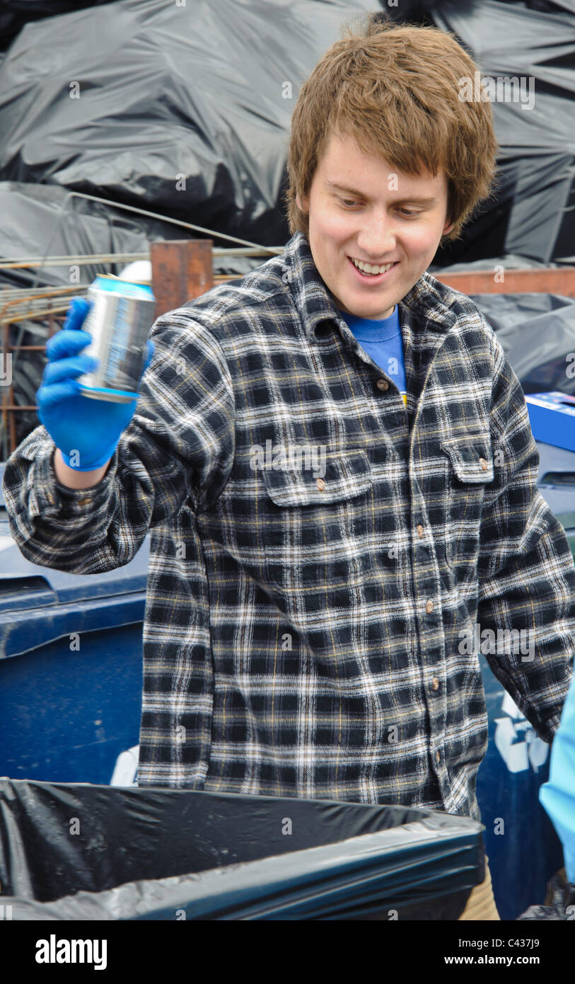 Student volunteers participate in the Recycle Relay during Earth Week ...