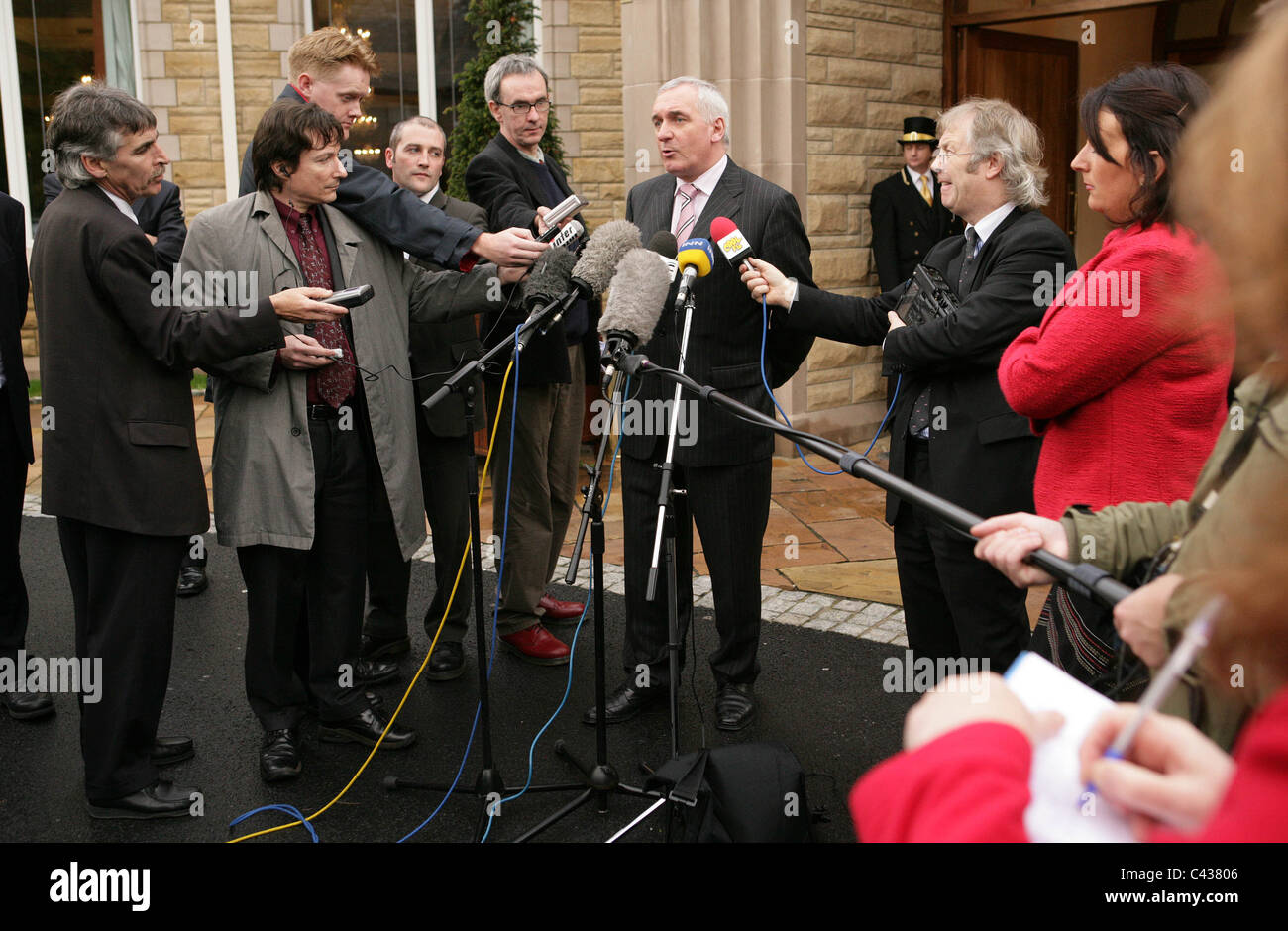 Taoiseach (Irish Prime Minister) Bertie Ahern speaks to the media at ...