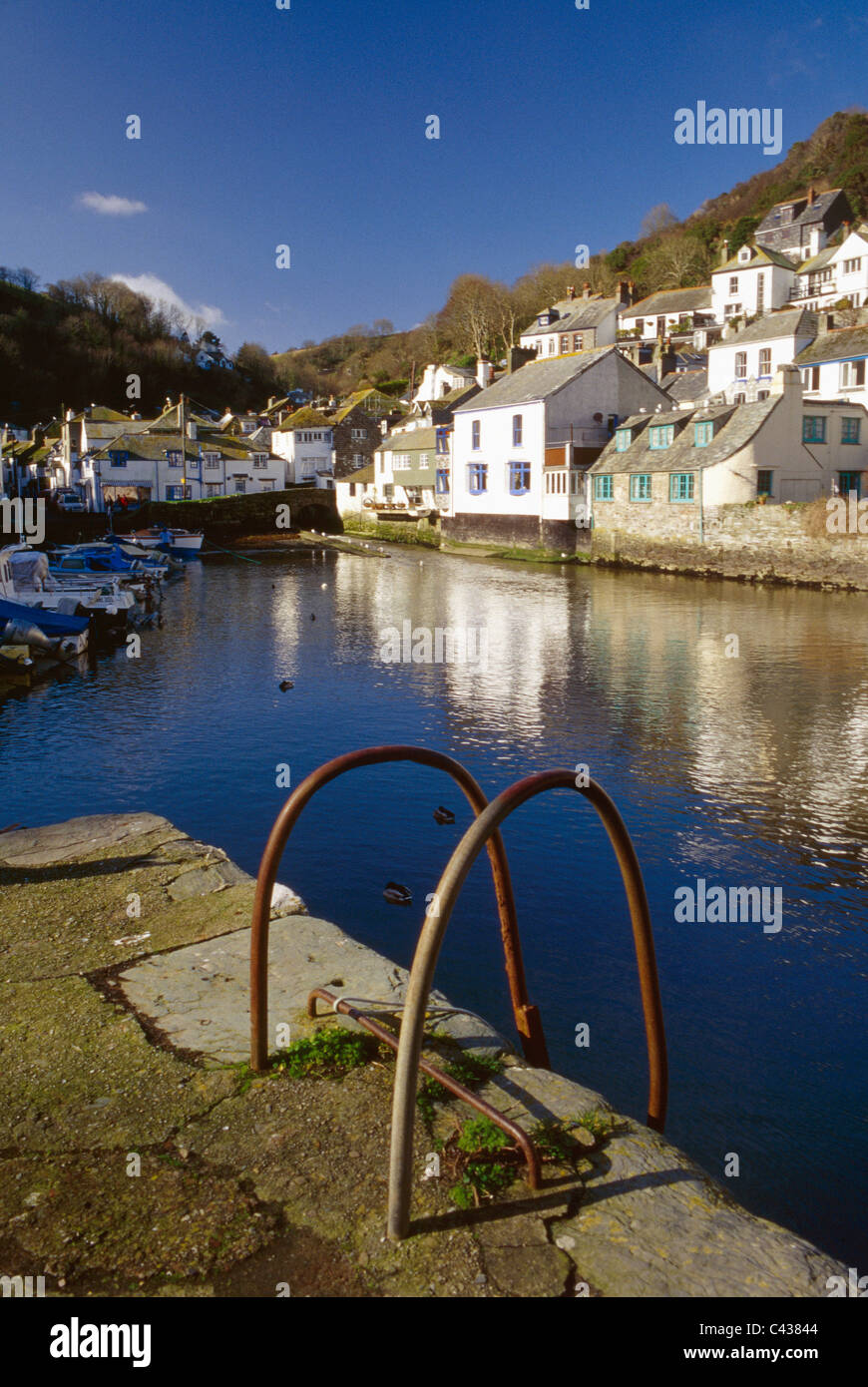 Polperro harbour scene Stock Photo - Alamy