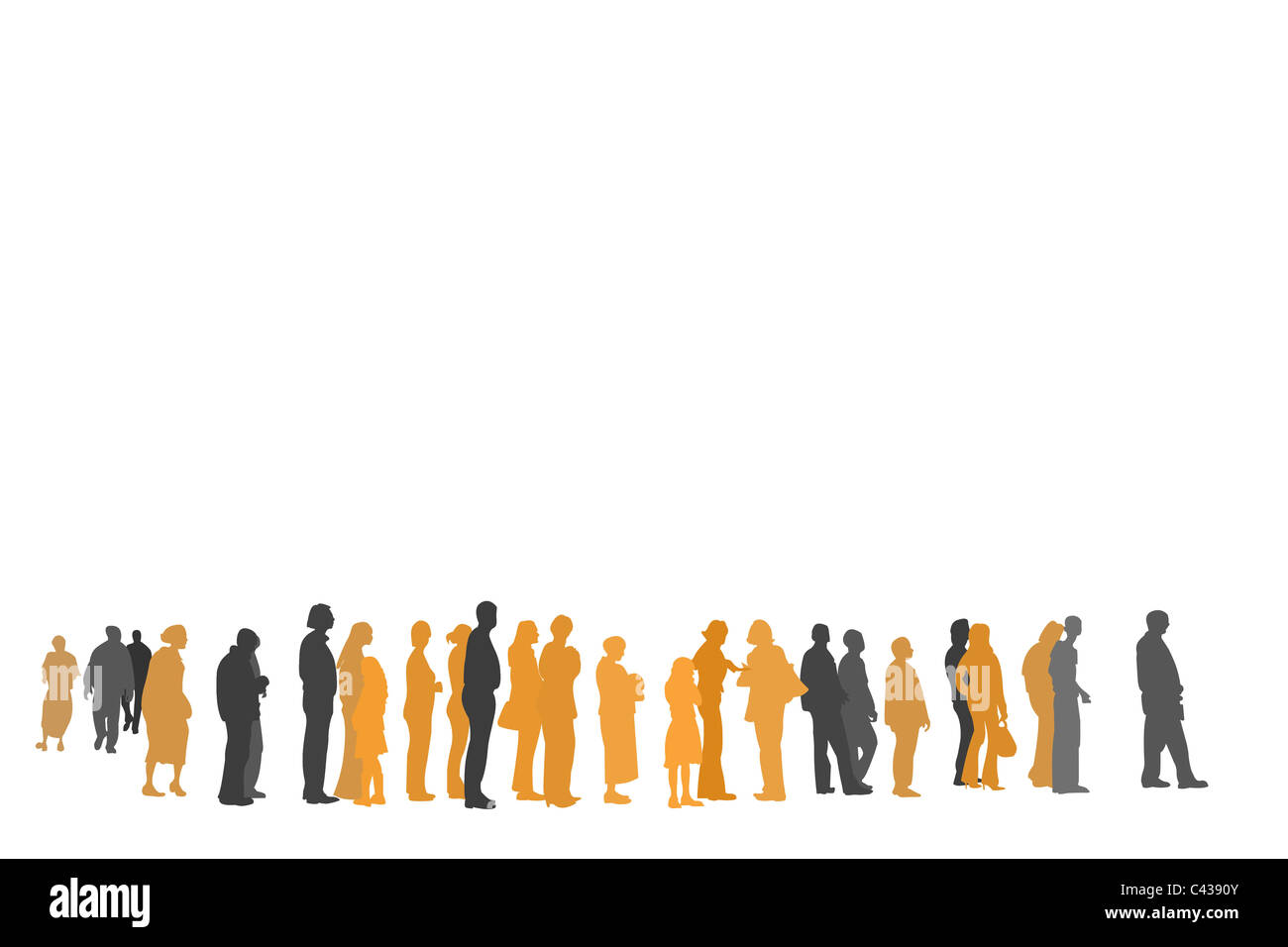 Crowd in row wait Cut Out Stock Images & Pictures - Alamy