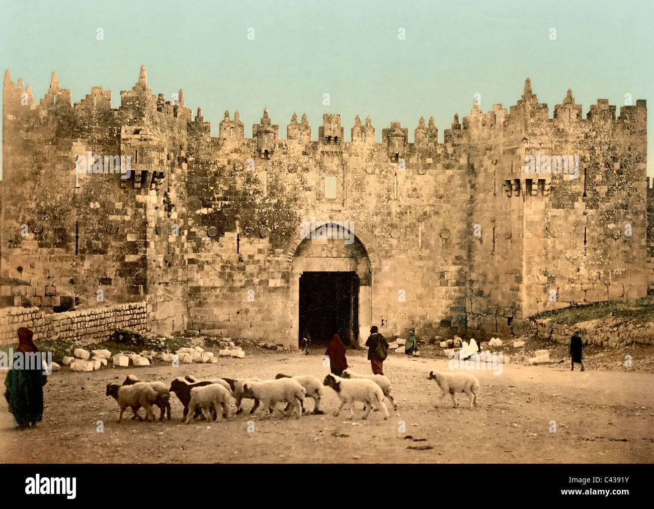 Shepherds before the Damascus Gate, Jersusalem, Holy Land, circa 1900 ...