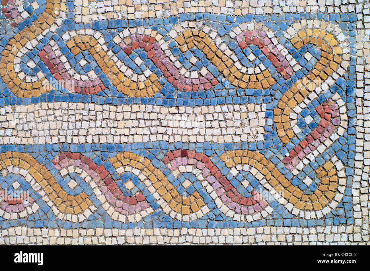 geometric shapes of a mosaic in the Roman ruins of Conimbriga; Las ...