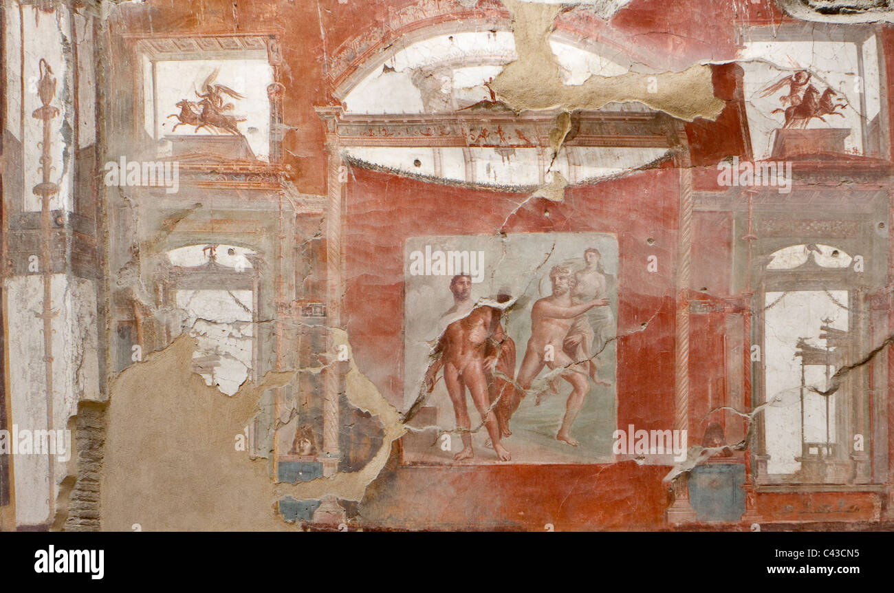 Mural at the ancient Roman town of Herculaneum Stock Photo - Alamy