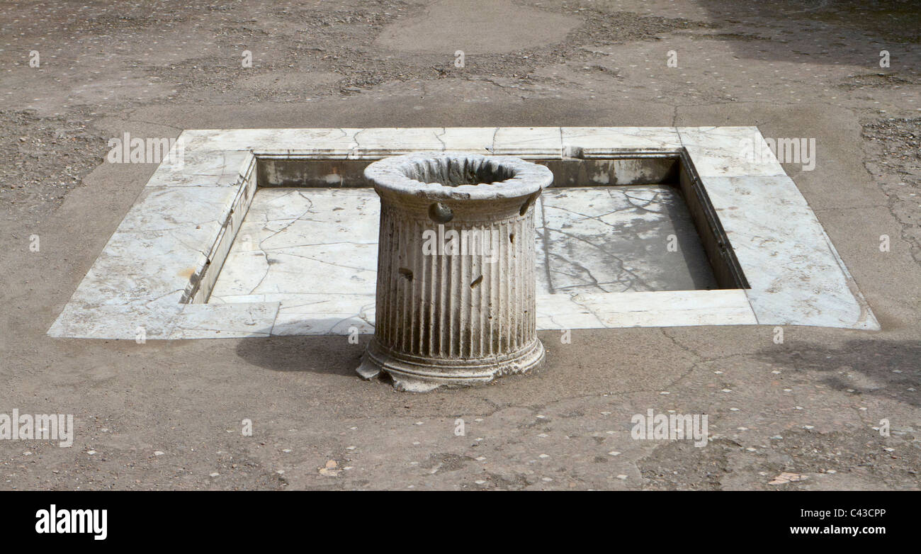 An impluvium to collect rainwater, stored in a cistern beneath ...