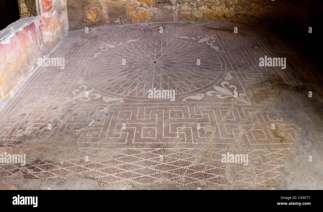 Geometric patterns in a mosaic floor at the ancient Roman town of ...