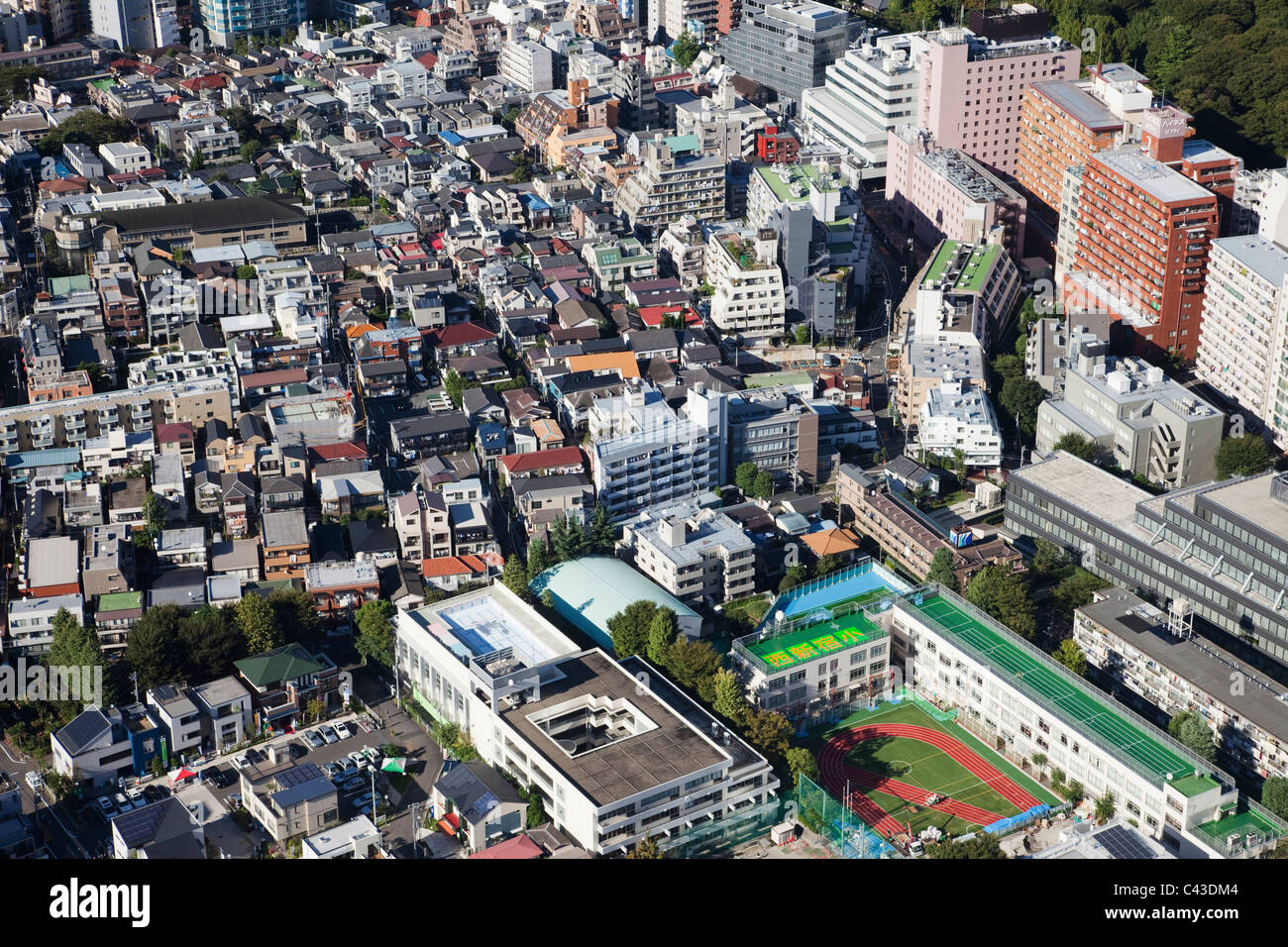 Asia, Japan, Honshu, Tokyo, Shinjuku, Housing, Urban, Urban Housing, Suburbia, Aerial View ...