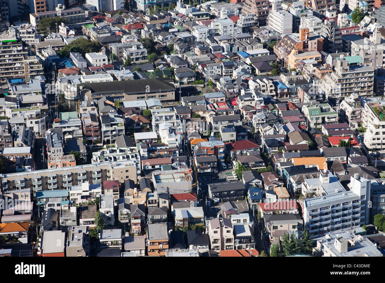 Asia, Japan, Honshu, Tokyo, Shinjuku, Housing, Urban, Urban Housing, Suburbia, Aerial View ...