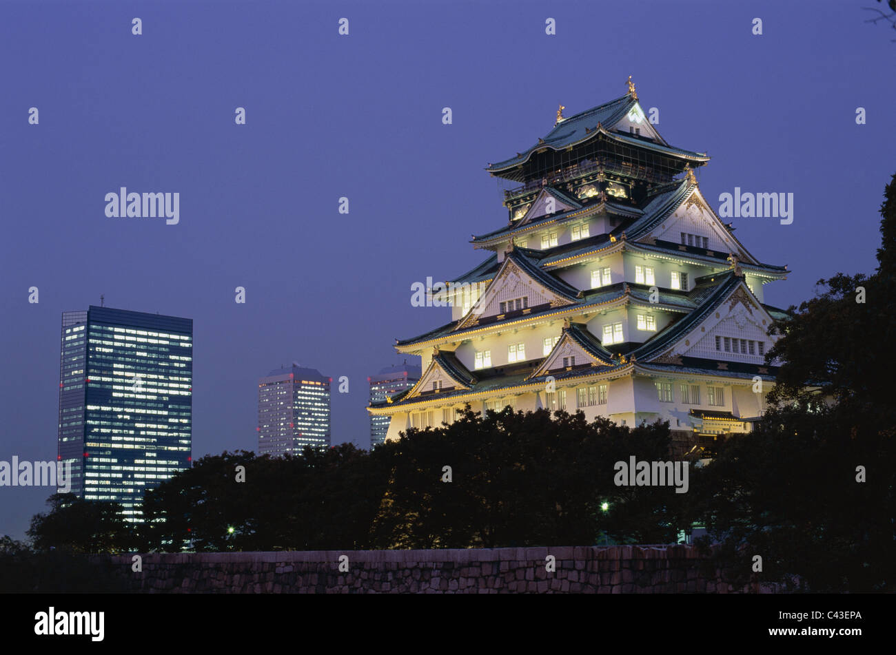 Asia, Castle, City, Holiday, Honshu, Japan, Landmark, Night, Osaka ...