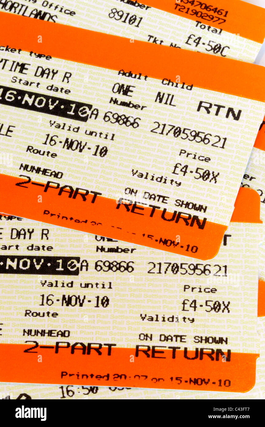A number of Return rail tickets Stock Photo - Alamy