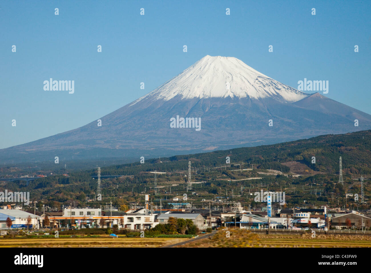 Asia, Japan, Honshu, Mt.Fuji, Mount Fuji, Fujisan, Fuji City, Shinkansen, Bullet Train, High ...