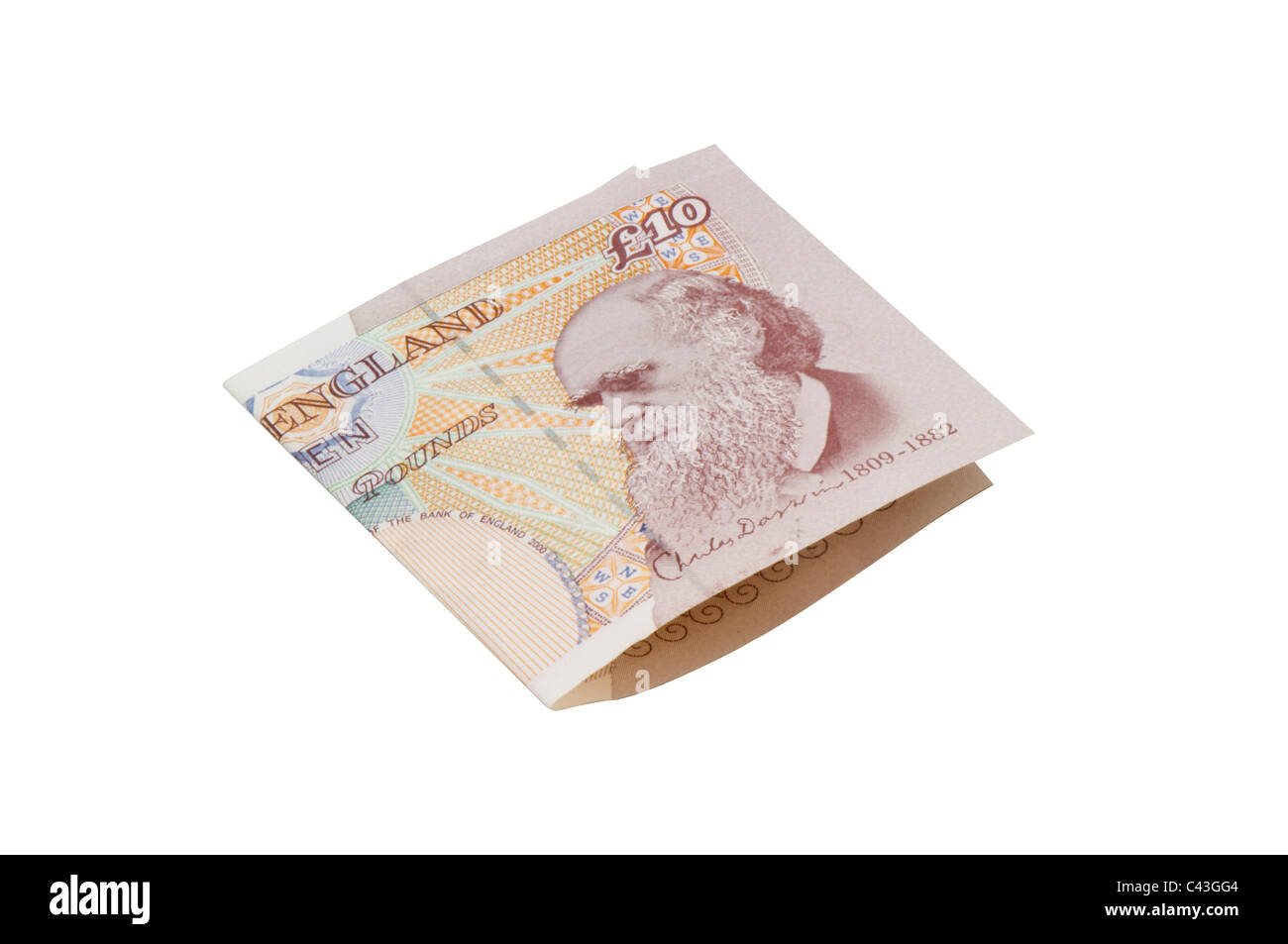 10 pound note folded Cut Out Stock Images & Pictures - Alamy