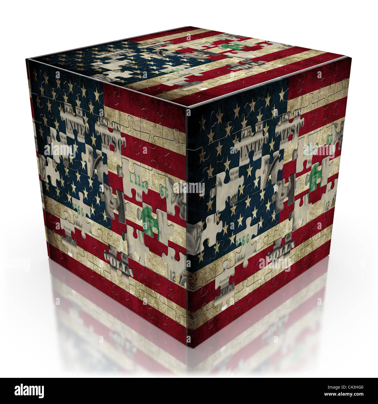 USA puzzle flag on cube Stock Photo - Alamy