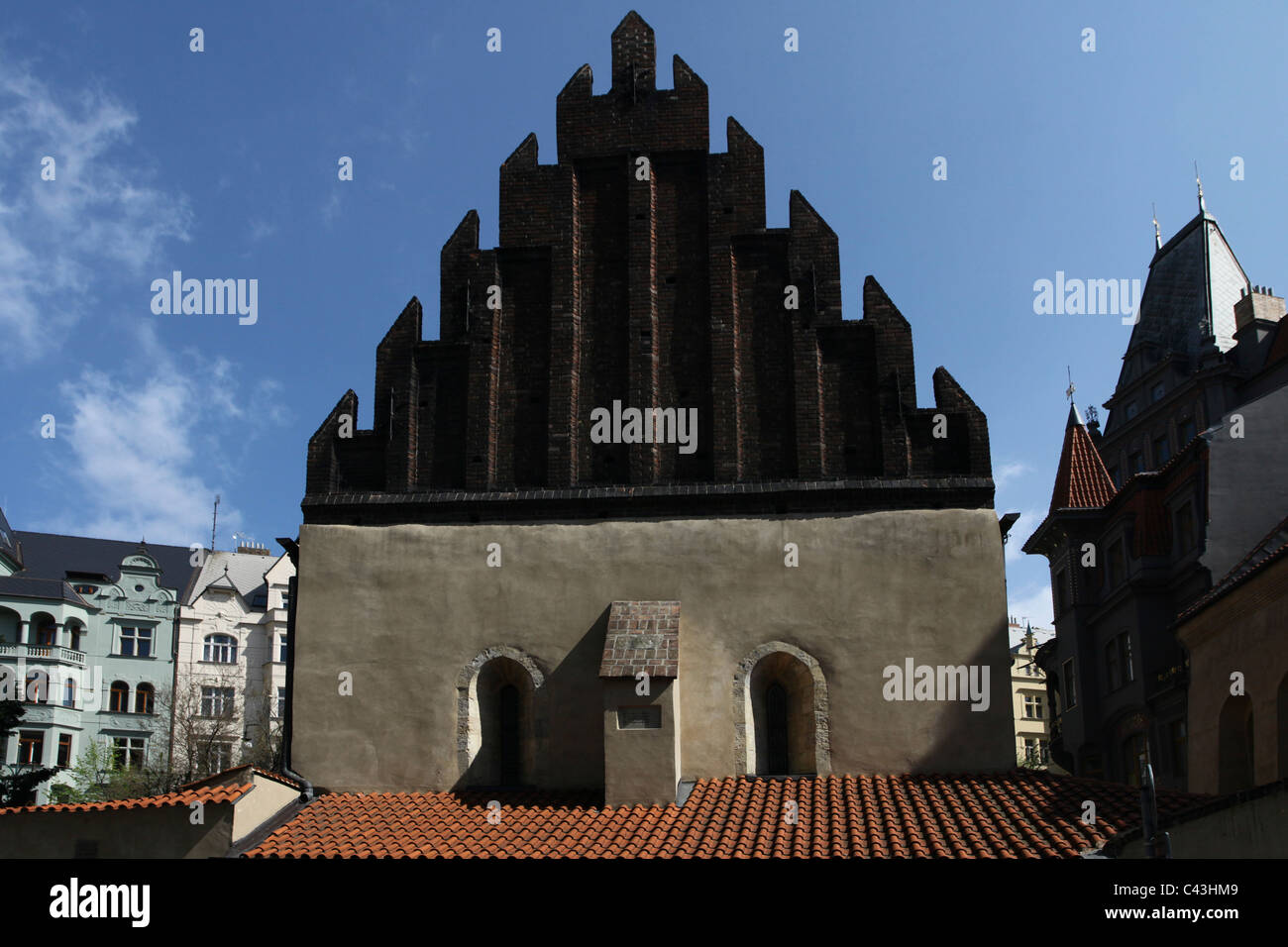 The stepped brick gable of the Old New Synagogue or Staronova Synagoga ...