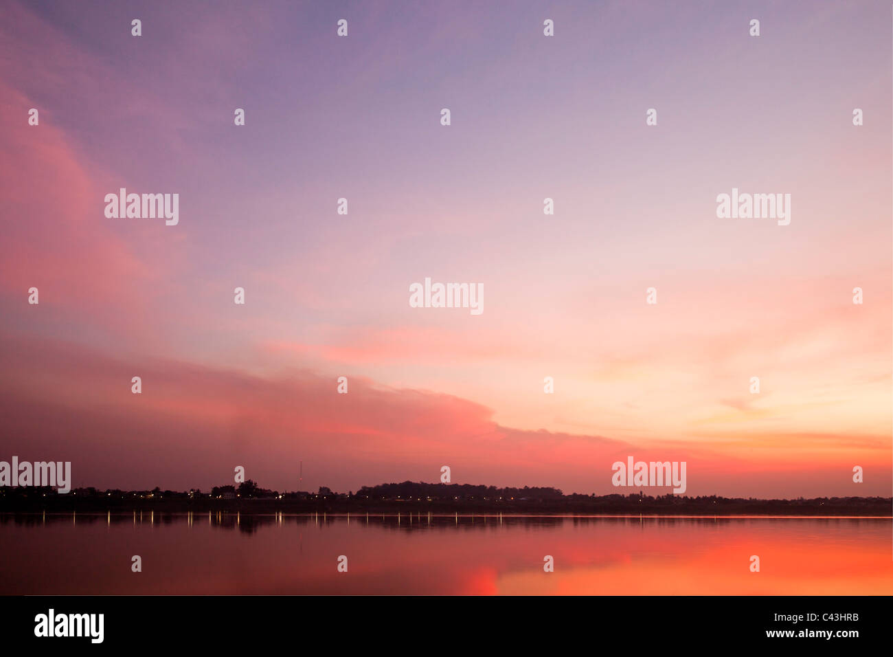 Mekong sunset, Vientiane, Laos Stock Photo - Alamy