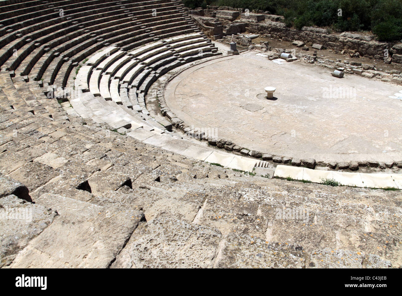 Amphitheatre in the ancient Roman ruins of Salamis, near Famagusta, in ...