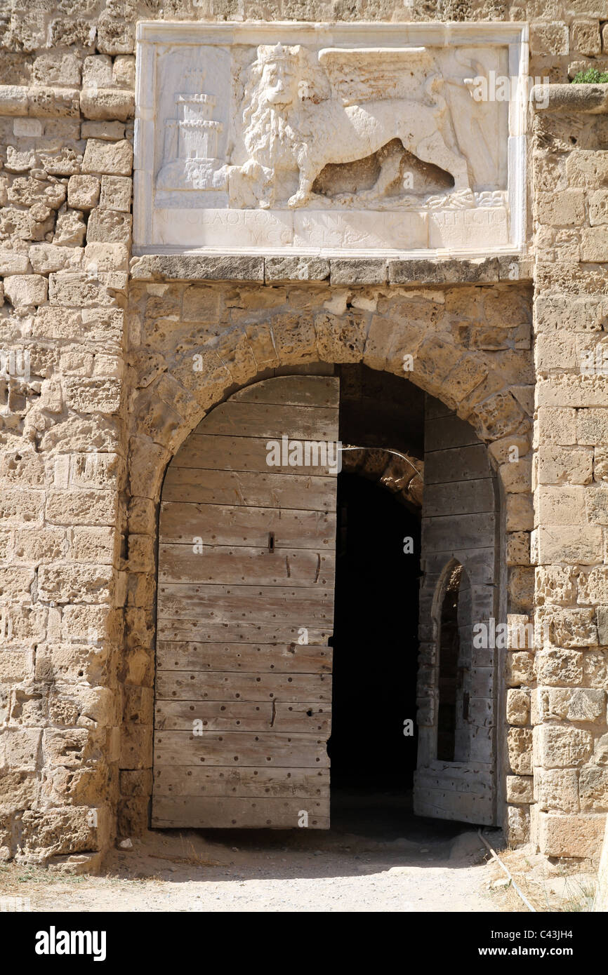 Entrance to Othello's tower in Famagusta, Turkish occupied North Cyprus ...