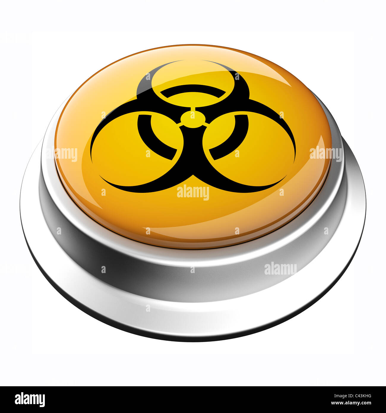 glossy 3D biohazard button in brushed metal frame Stock Photo - Alamy