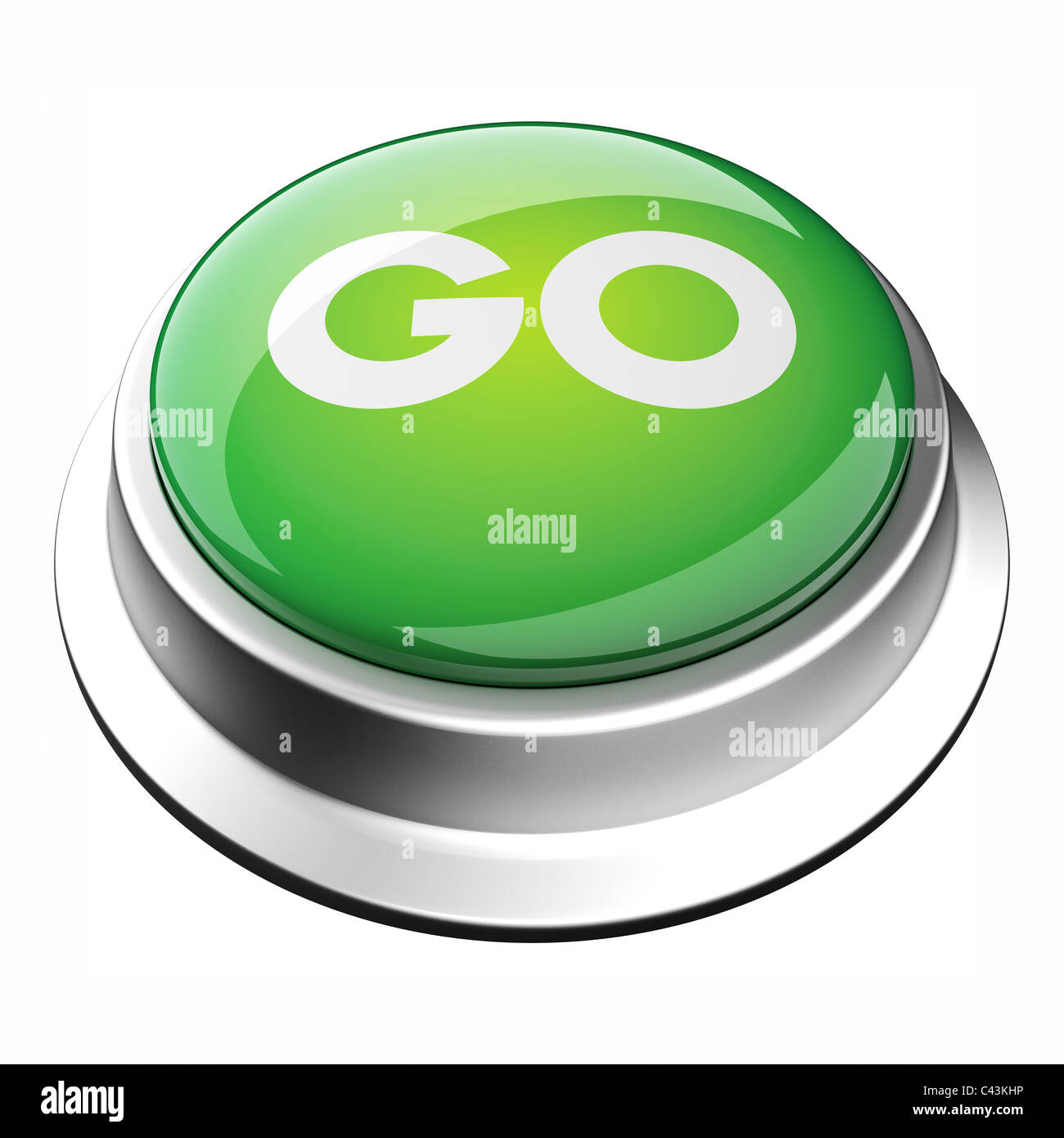 glossy 3D go button in brushed metal frame Stock Photo - Alamy
