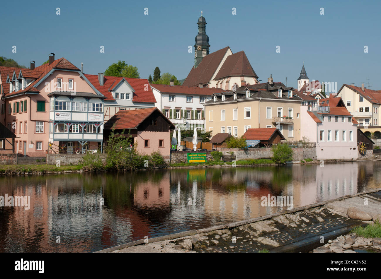 Cityscape view Gernsbach with the Jakobskirche,Murgvalley, Black Forest ...
