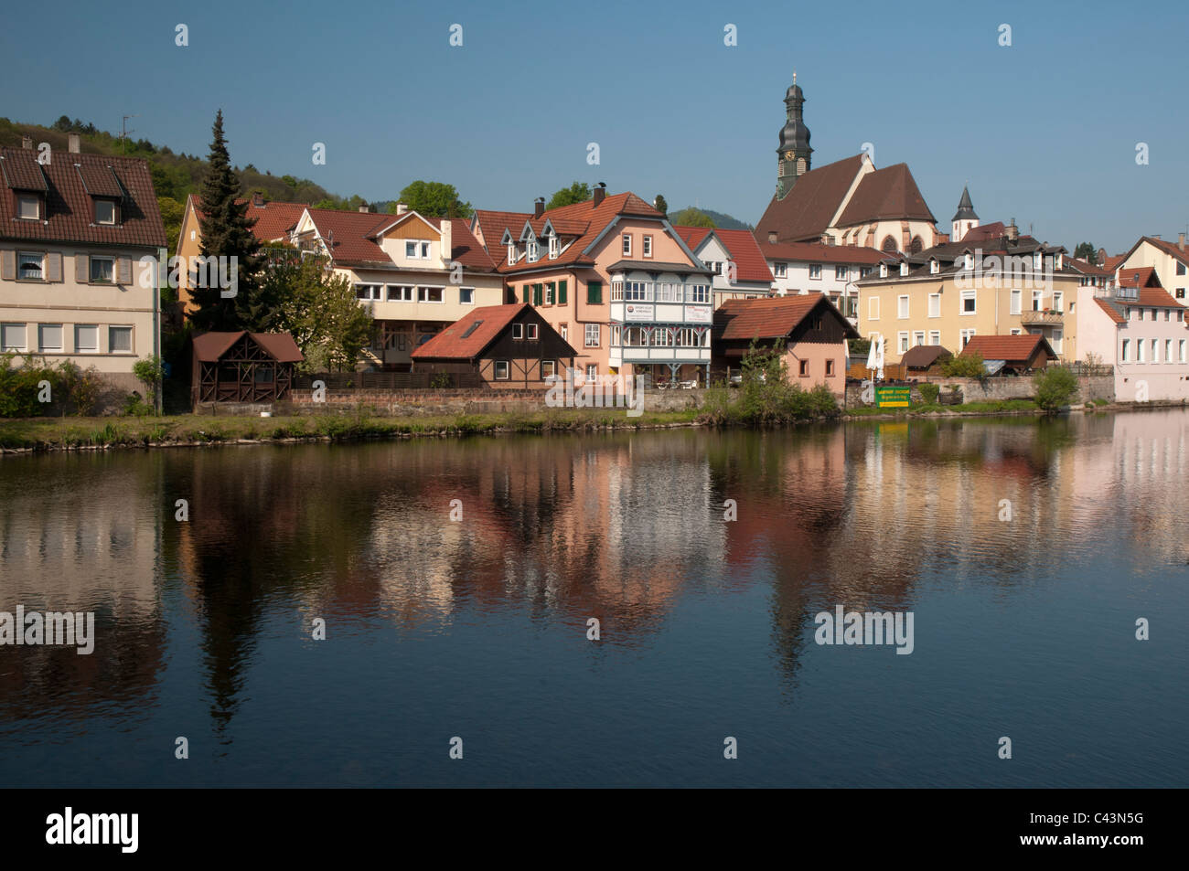 Cityscape view Gernsbach with the Jakobskirche, Black Forest, Baden ...