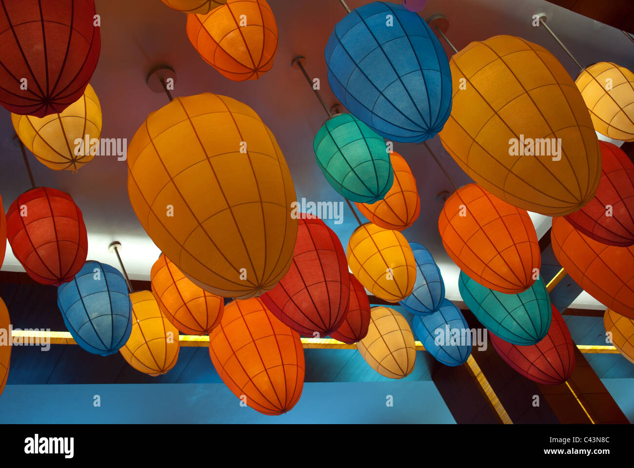 Colorful ceiling lamps pattern Stock Photo - Alamy
