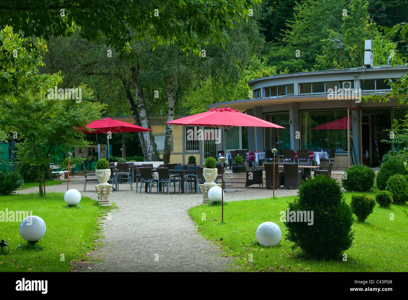 Outdoor cafe in the park. Europe, Germany, Baden-Baden Stock Photo - Alamy