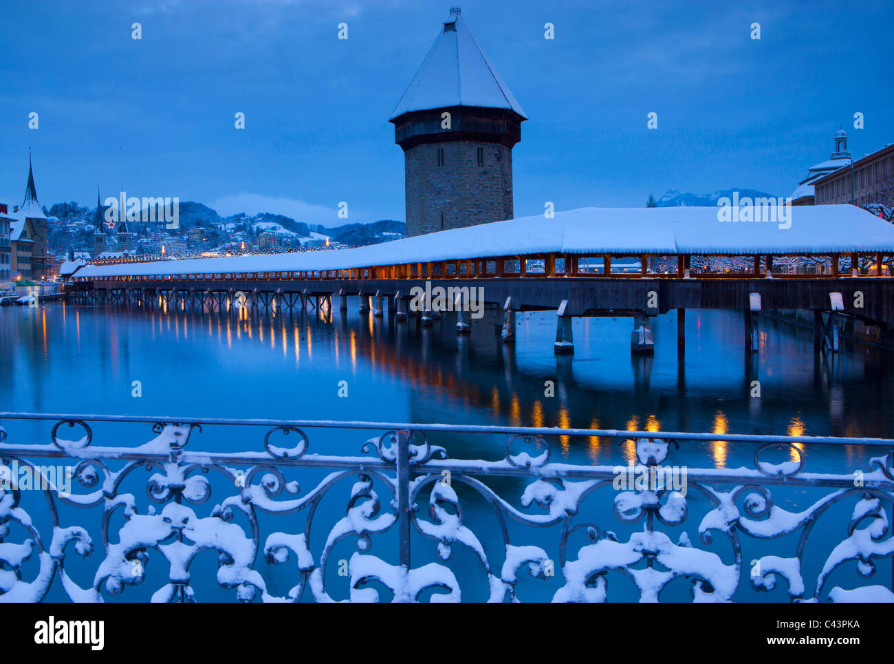 Lucerne chapel bridge, Switzerland, canton Lucerne, town, city Stock ...