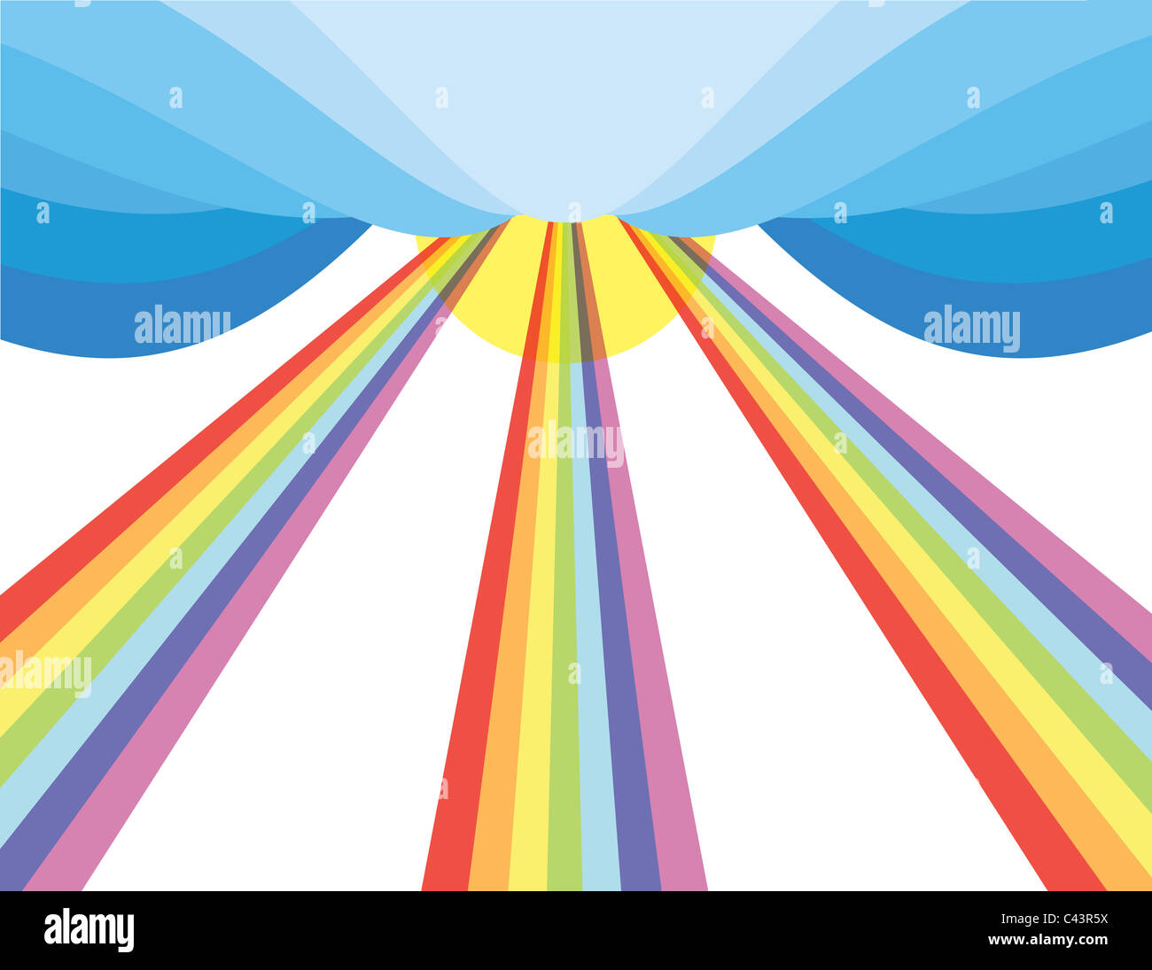 Sun rays in Rainbow spectrum flowing from sky Stock Photo - Alamy