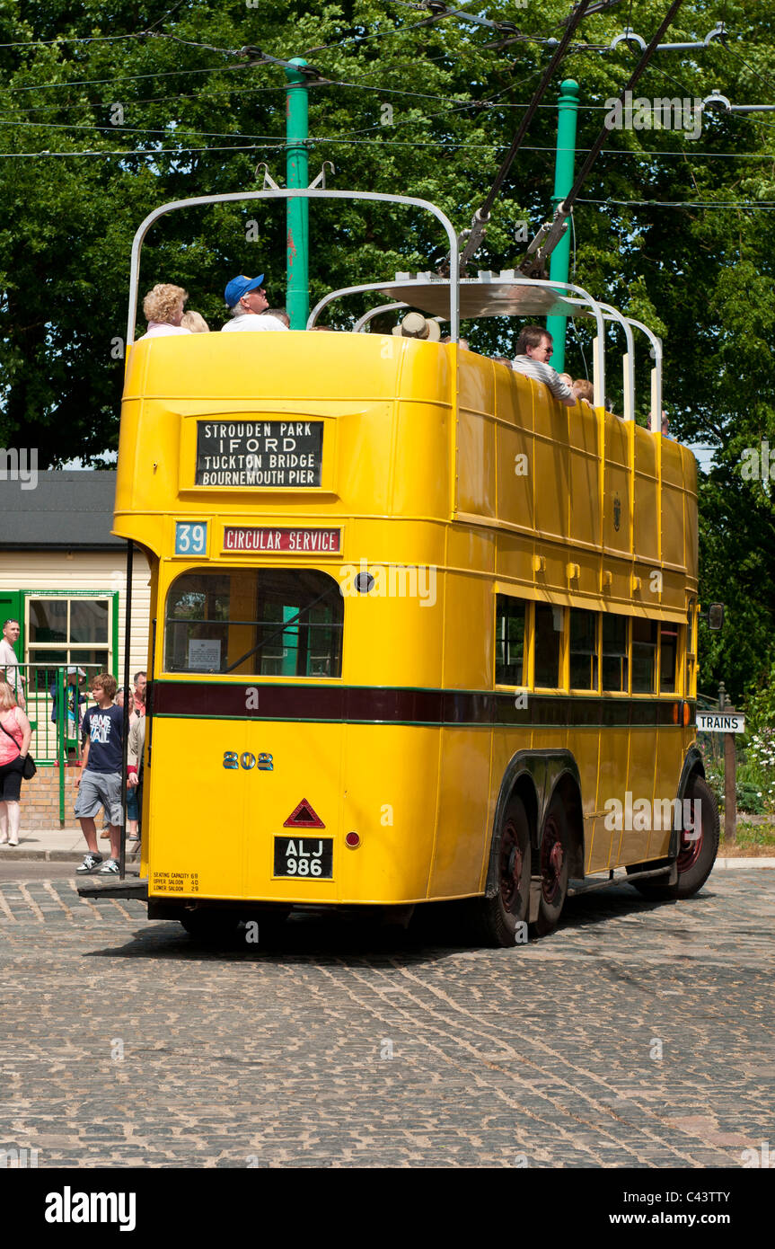 Open topped bus at East Anglian Transport Museum Suffolk England UK ...