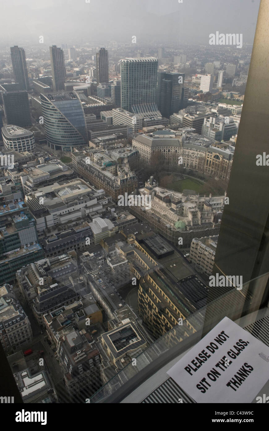 View from Tower 42, overlooking the streets and views of London, UK ...
