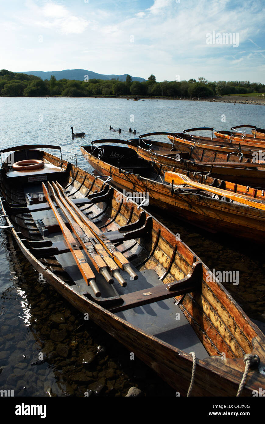 Traditional rowing boats at Derwentwater Stock Photo - Alamy