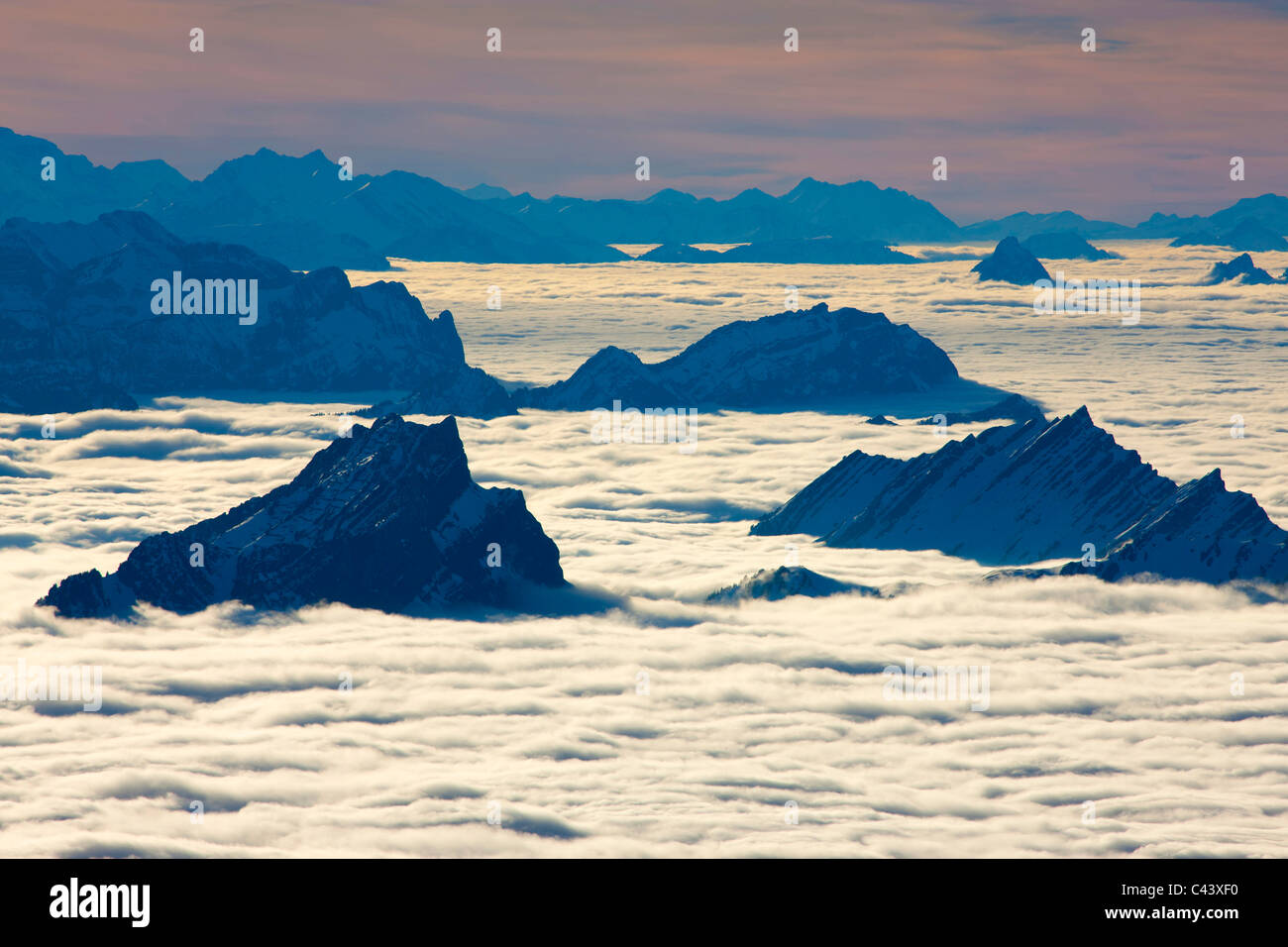 Panorama, view, Santis, Switzerland, Europe, canton Appenzell ...