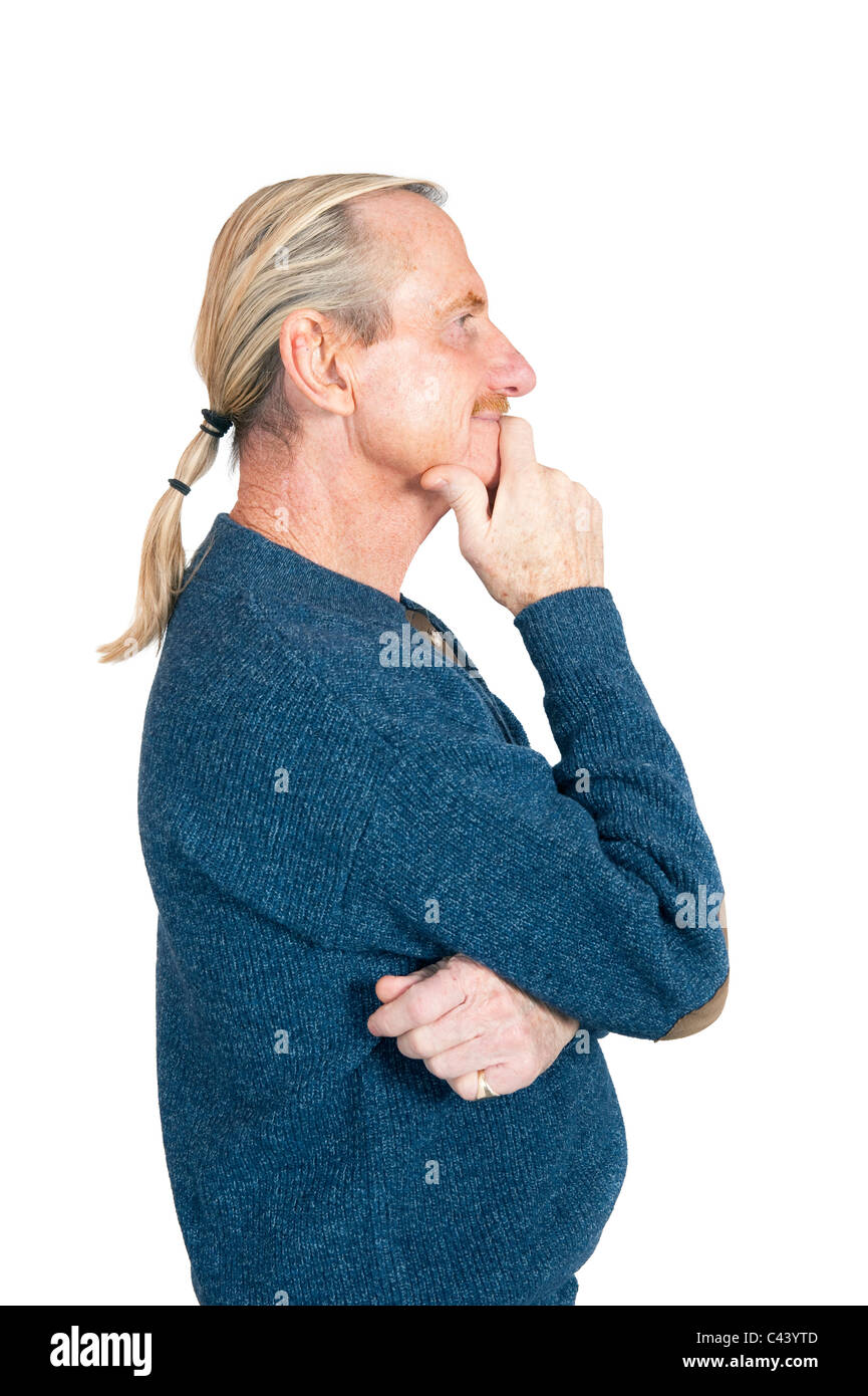 Studio shot, release, consider cut-out, background, white, man ...