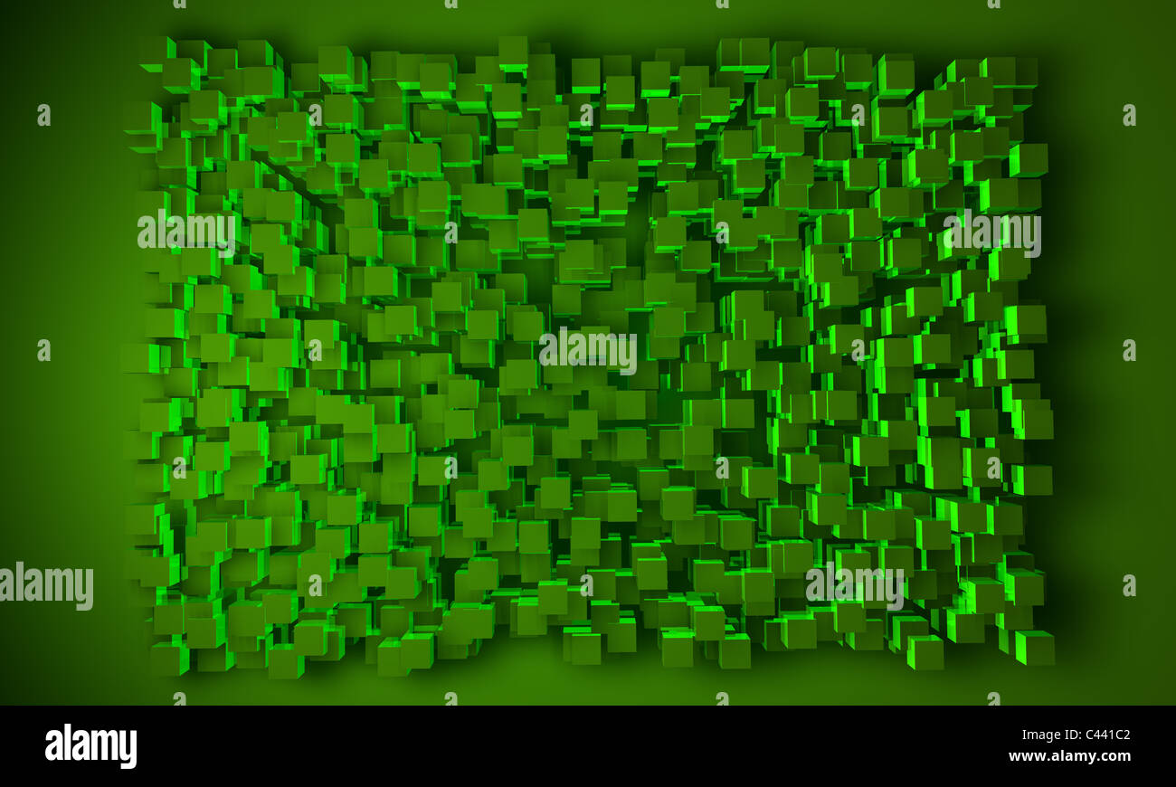 Geometric block background with shadows and lights in green color Stock ...