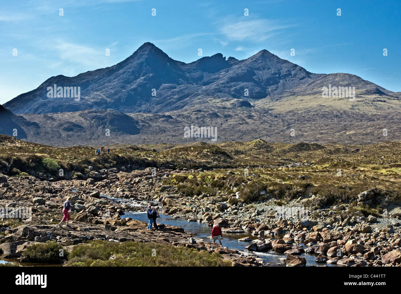 Visitors enjoying themselves at River Sligachan near Sligachan Hotel in ...
