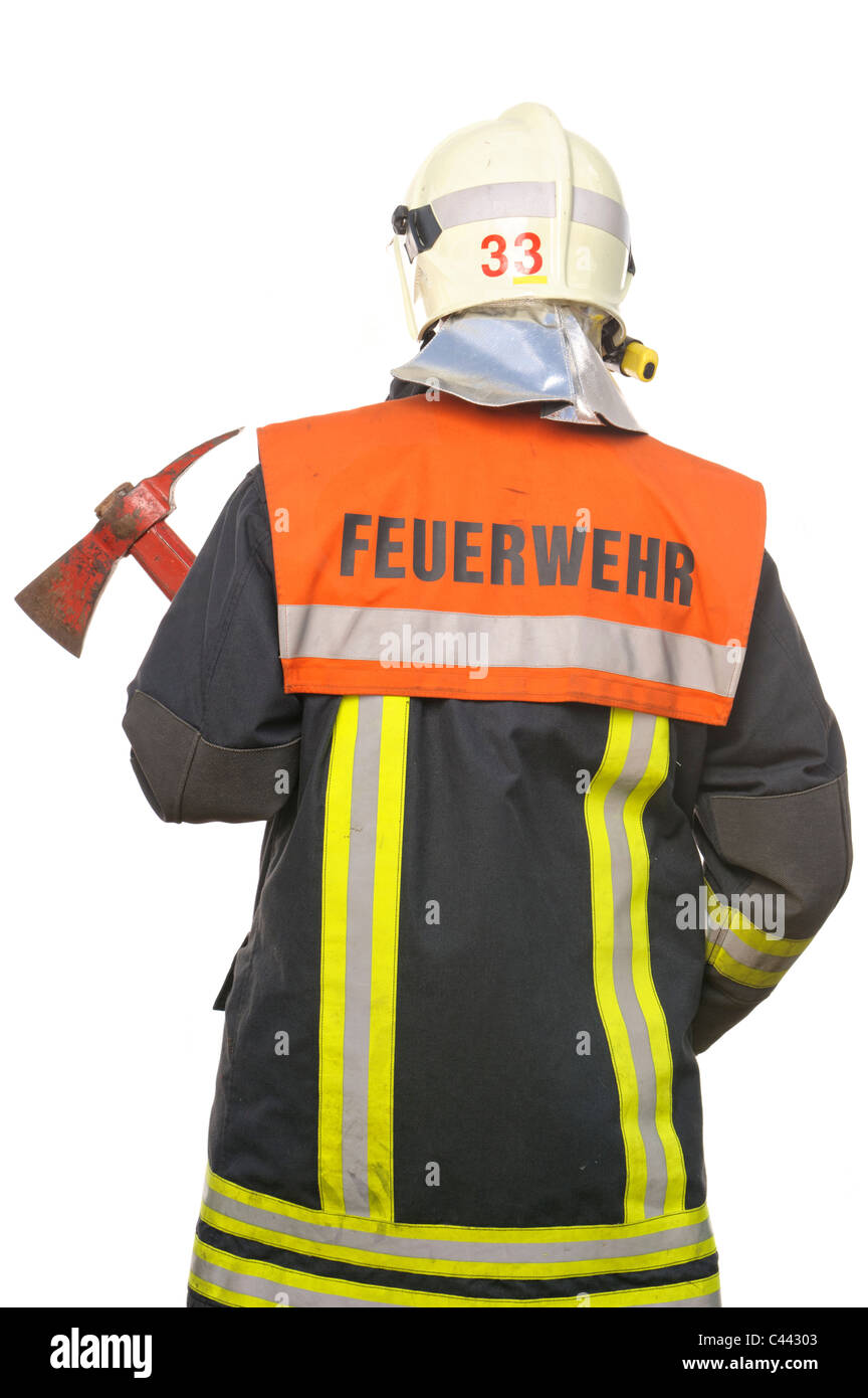 Picture from a young and successful firefighter at work Stock Photo - Alamy