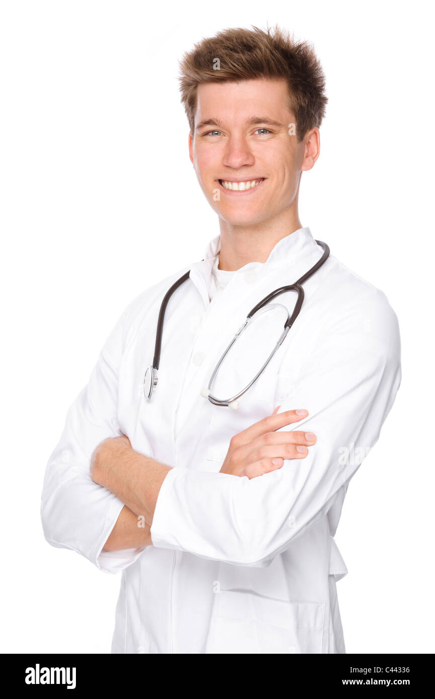 Full isolated portrait of a caucasian doctor Stock Photo - Alamy