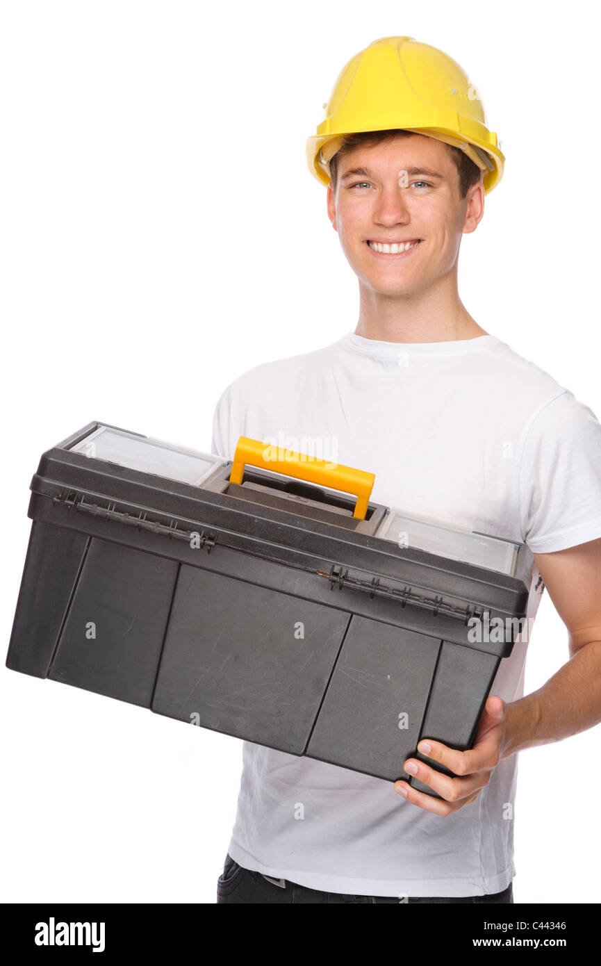 Full isolated studio picture from a young craftsman Stock Photo - Alamy