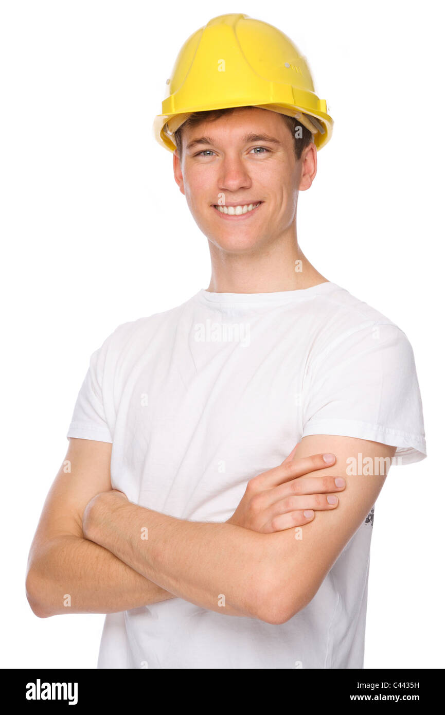 Full isolated studio picture from a young craftsman Stock Photo - Alamy