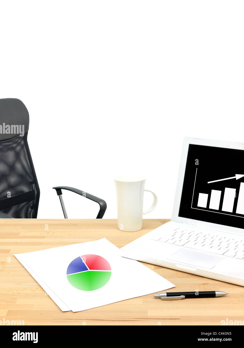 A workplace scene isolated against a white background Stock Photo - Alamy