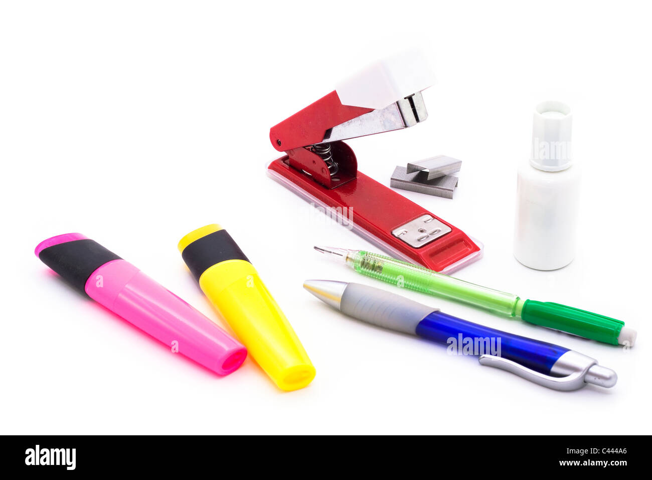 Office Supplies, isolated on white background Stock Photo - Alamy