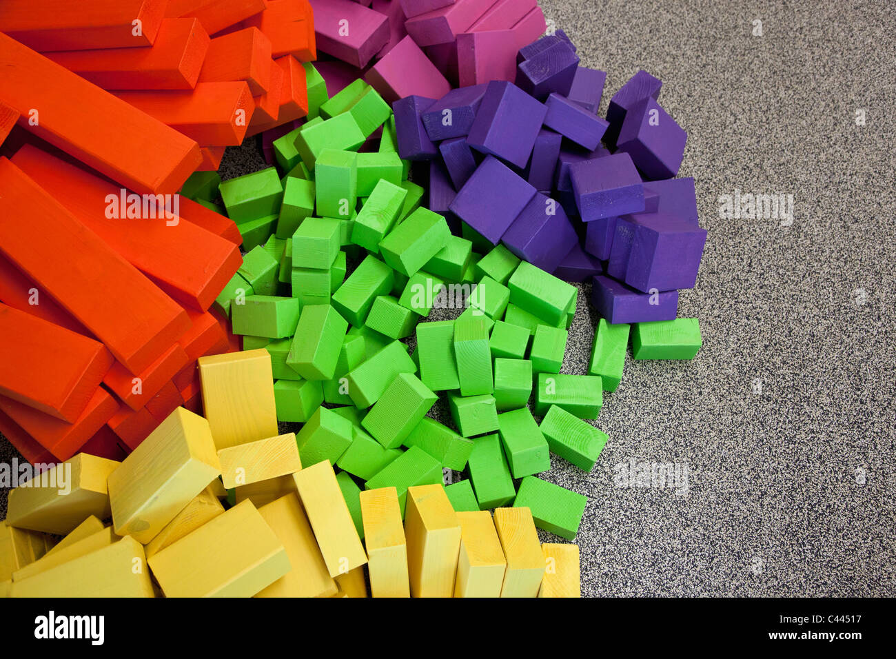 Pile of colored wooden blocks Stock Photo - Alamy