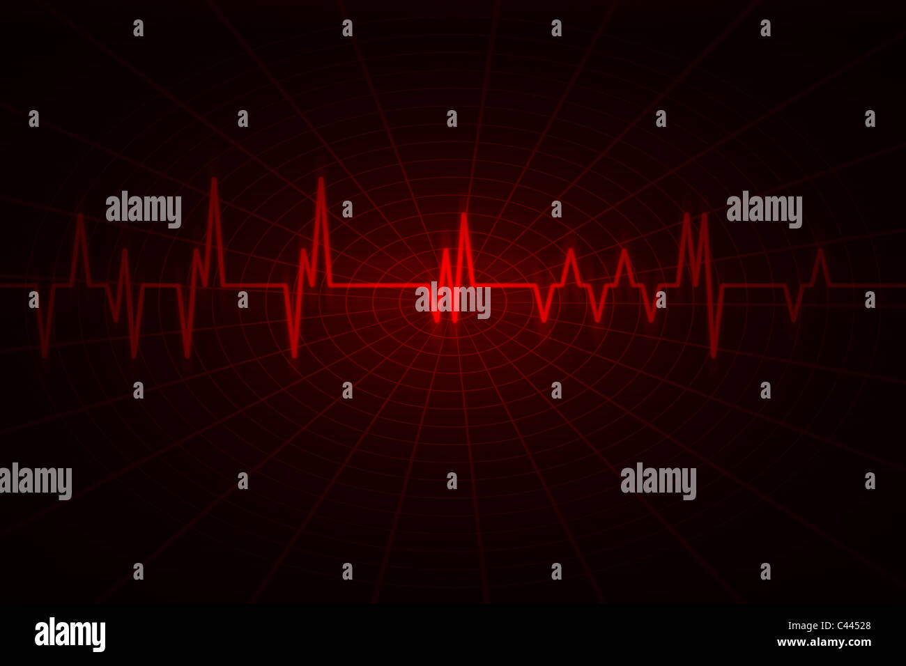 Red wave inspired by audio or pulse monitor. Image includes large dark ...
